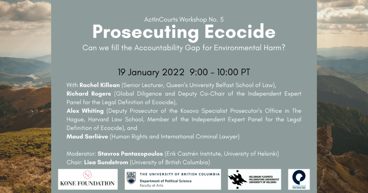 Recording of the event: "Prosecuting Ecocide: Can we fill the ...