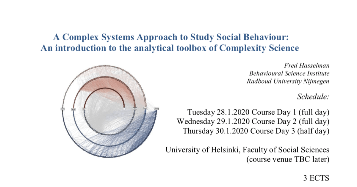Visiting scholar in complex systems approach to study social behaviour | Behaviour Change and ...